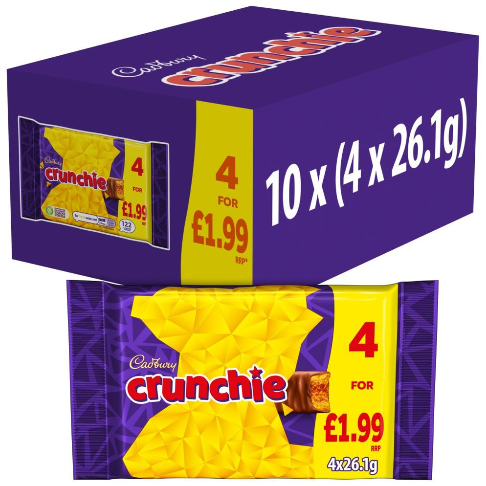 Cadbury Crunchie Chocolate Bar 4 Pack Multipack PMP (Case of 10 ...