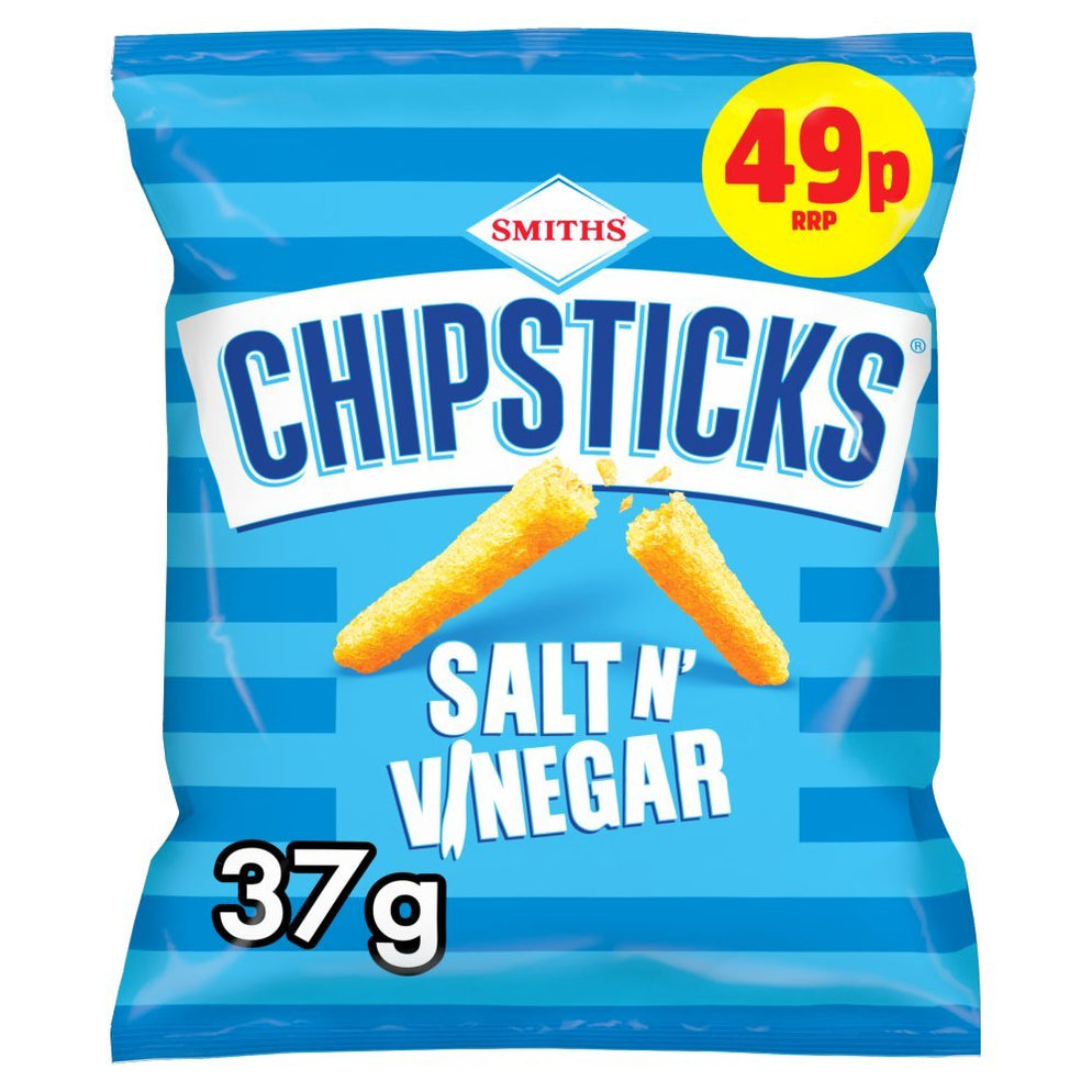 Smiths Chipsticks Salt & Vinegar Snacks Crisps 37g (Box of 30 ...